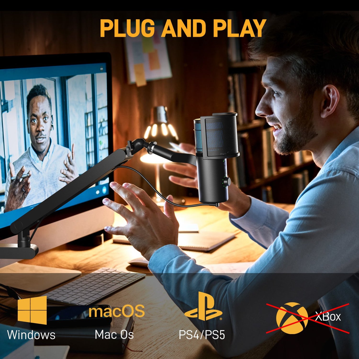 DM50 USB Condenser Microphone For Game Streaming