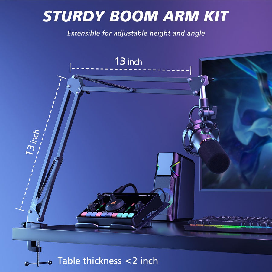 MAONO PD200X XLR/USB Dynamic Microphone Set with Boom Arm