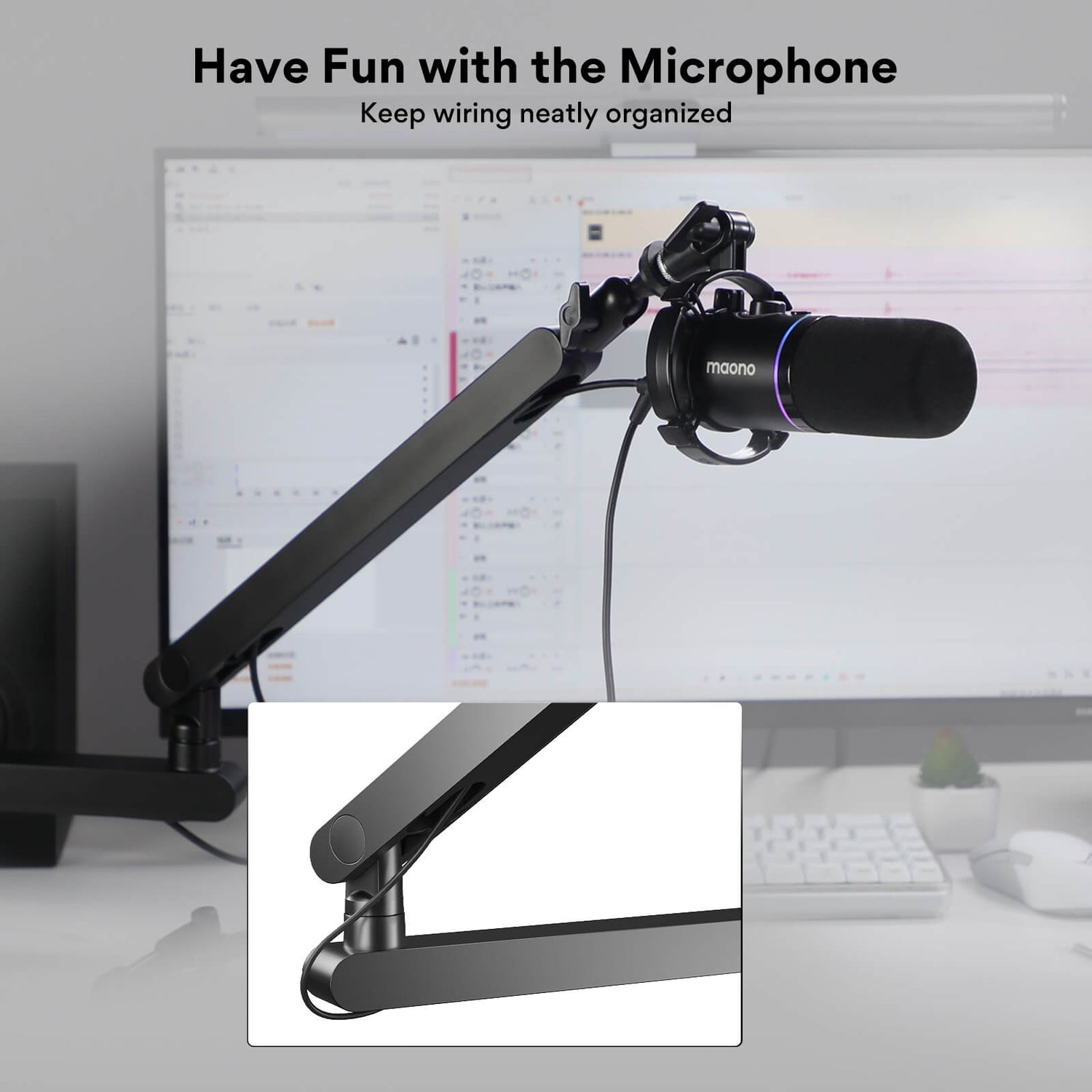 BA92 Microphone Boom Arm Stand | MAONO