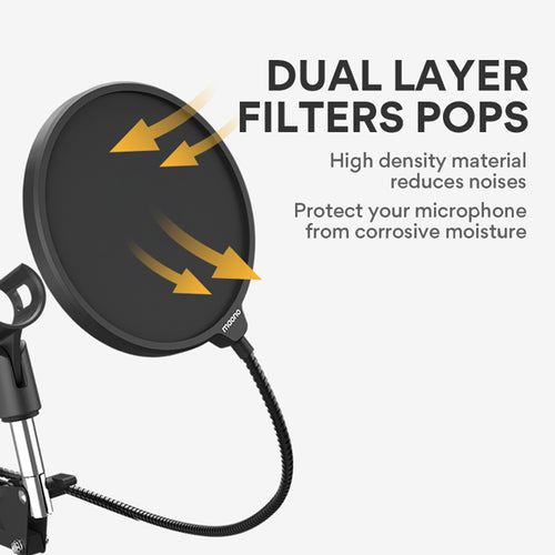 Pop Filter with Wind Screen and Metal Gooseneck Holder for Mics | Maono ...